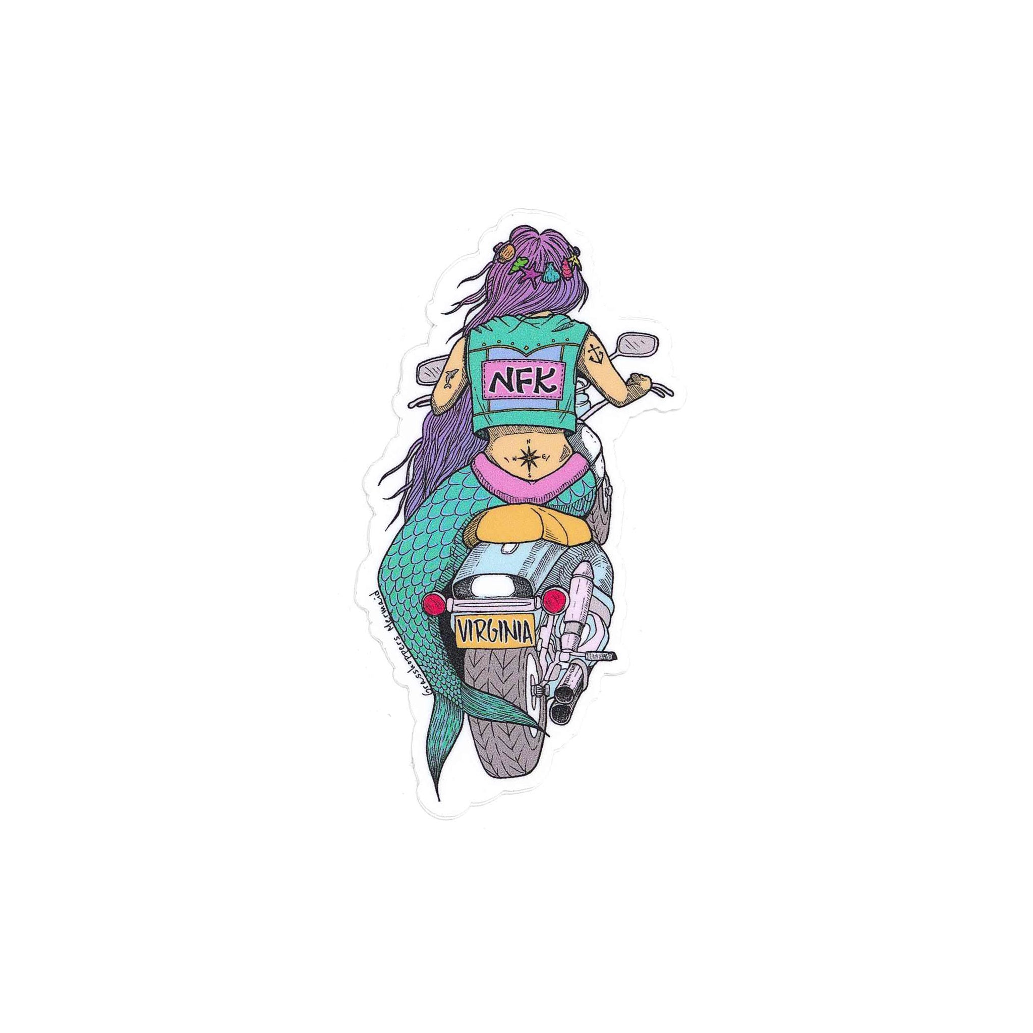 Mermaid on a Motorcycle Vinyl Sticker – Chrysler Museum of Art